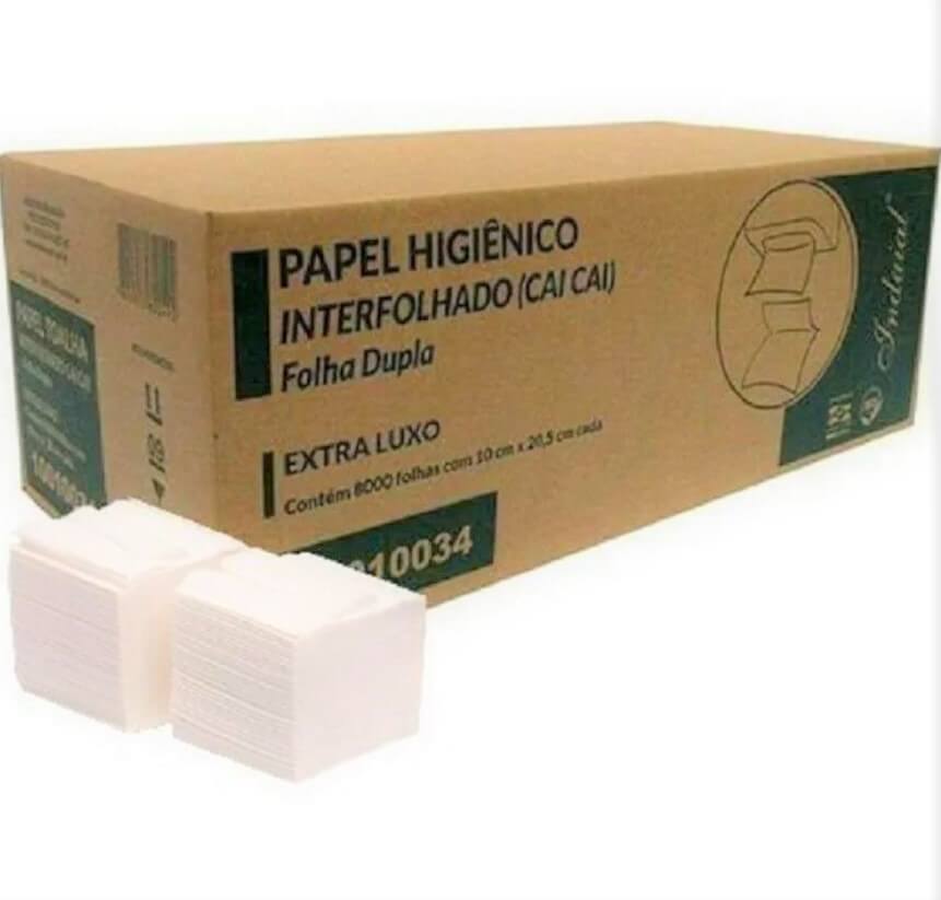 PAPEL HIGIÊNICO INTERFOLHADO FOLHA DUPLA INDAIAL C/8000 - Casa do Papel