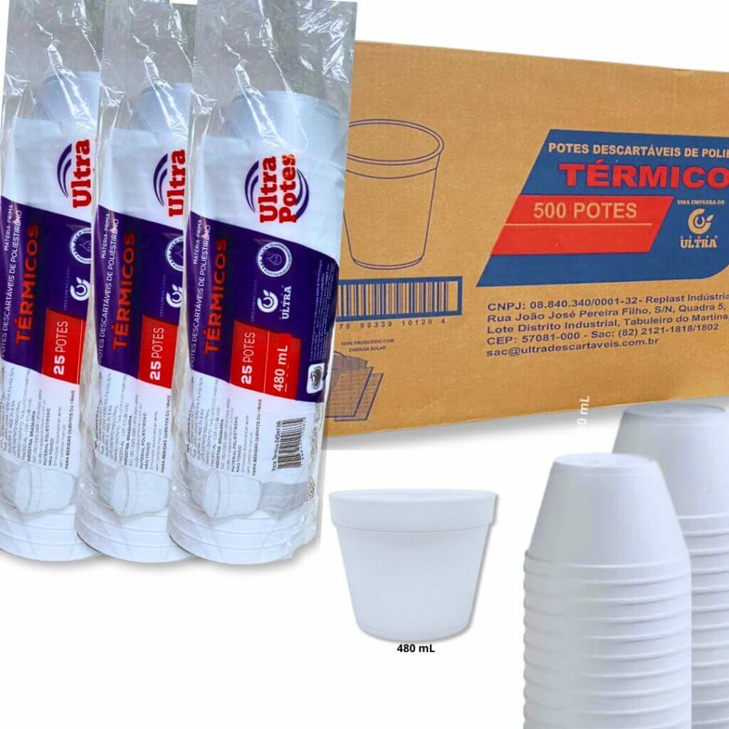 POTE TÉRMICO 480ML - CX. C/500 UNID. - Casa do Papel