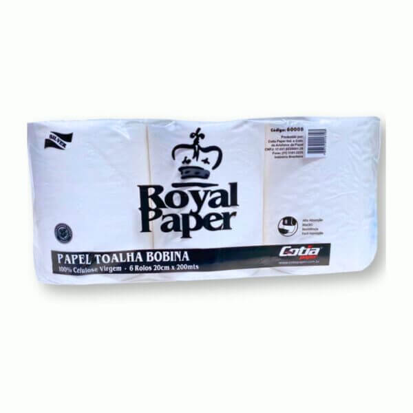 PAPEL TOALHA BOBINA - CELULOSE - ROYAL PAPER - C/06X20X200 M. - Casa do ...